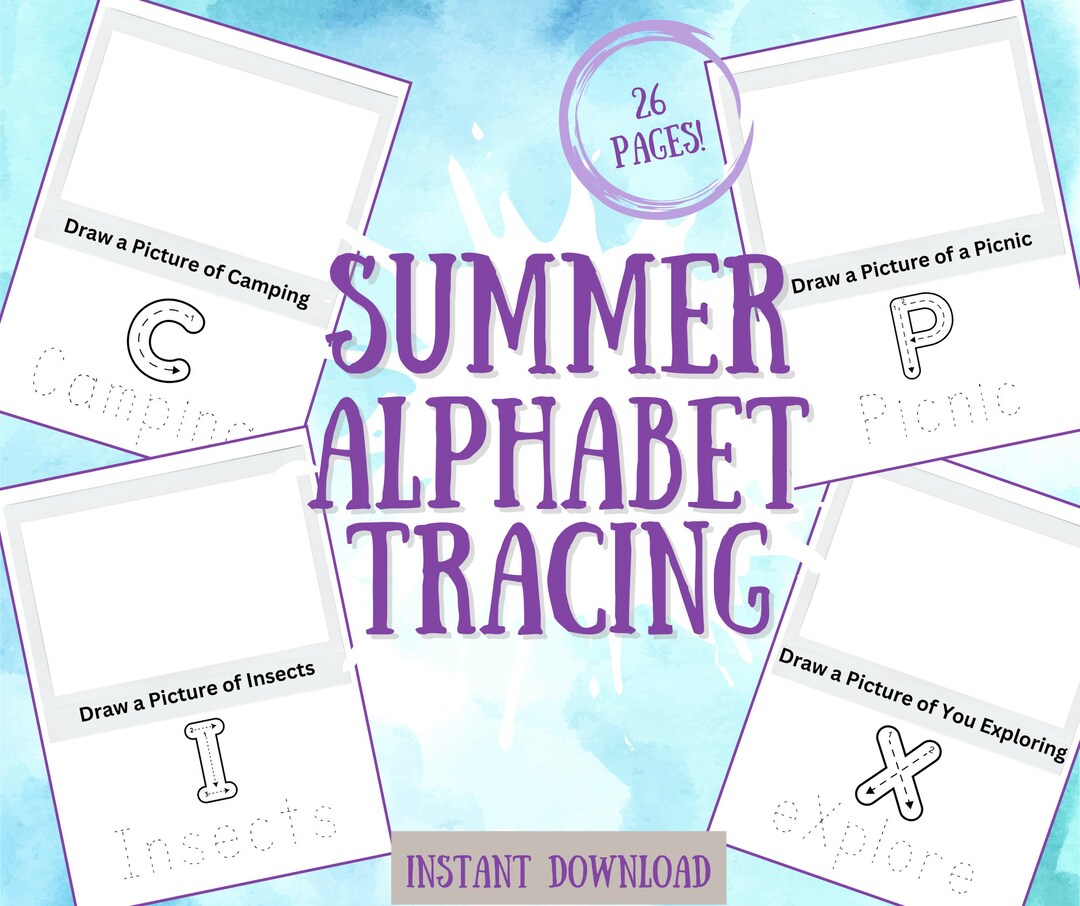 Summer Alphabet Tracing Printable - Fun Printable Summer Activity ...