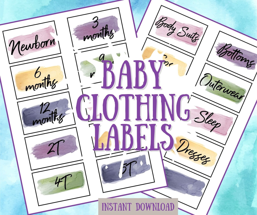 Baby Clothing Organization Labels | Watercolor Splash Baby Clothing ...
