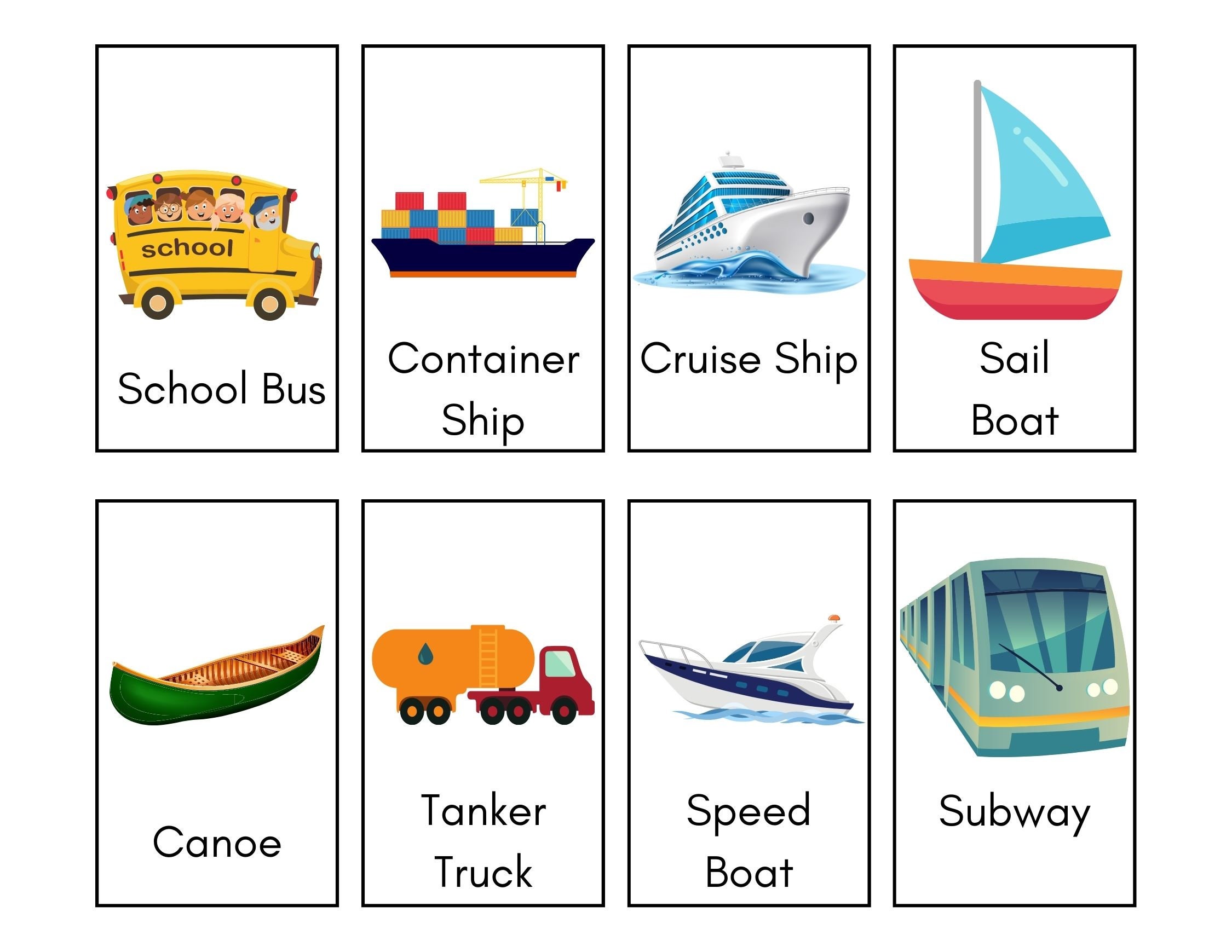 Printable Transportation Themed Memory Game | Fun and Educational Game ...