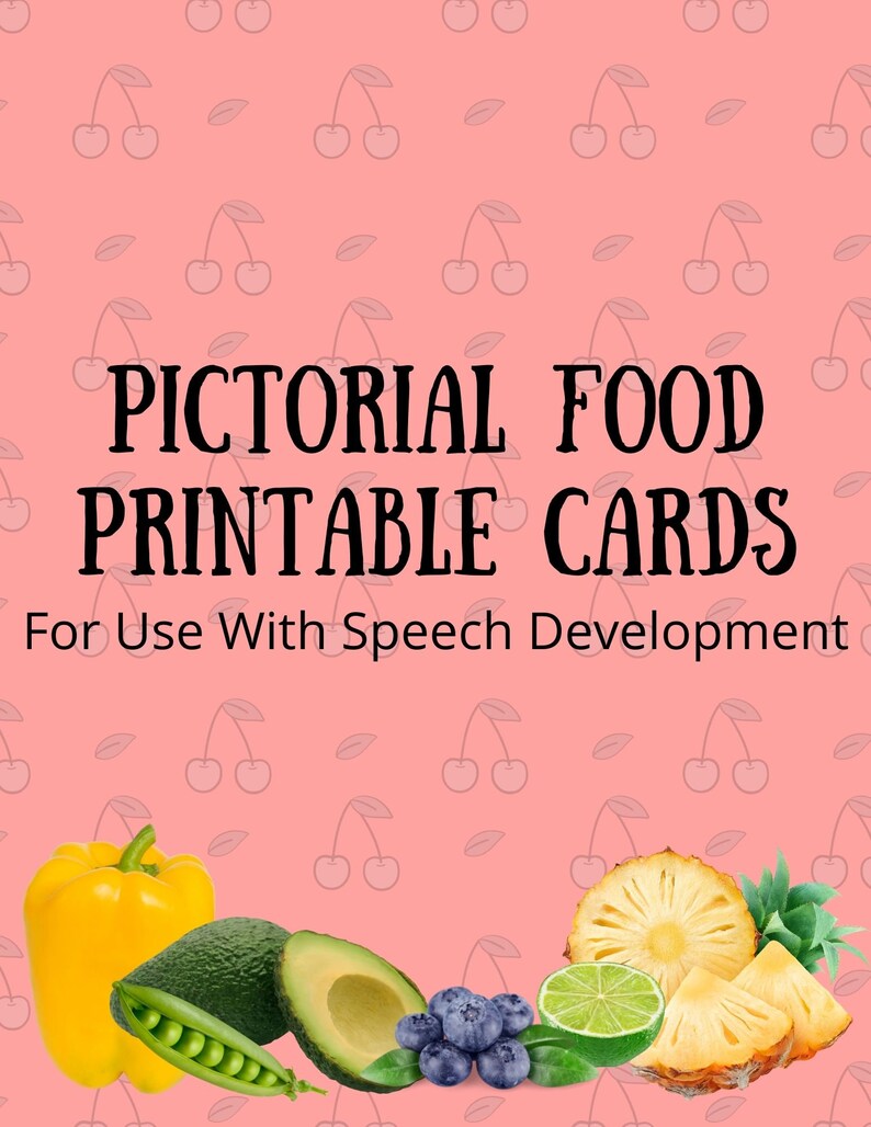 Pictorial Food Printable Cards Digital Download, Speech Development ...