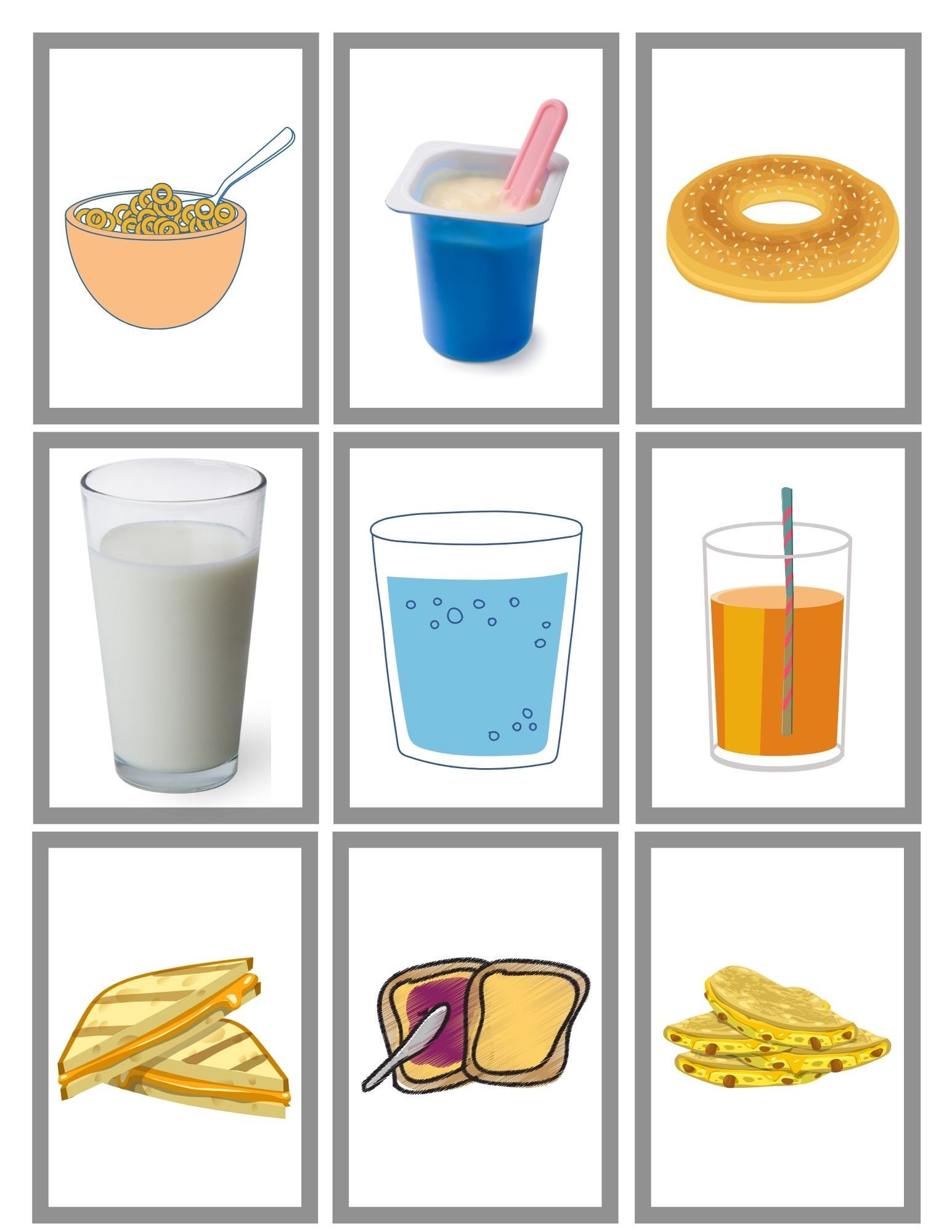 Pictorial Food Printable Cards Digital Download, Speech Development ...