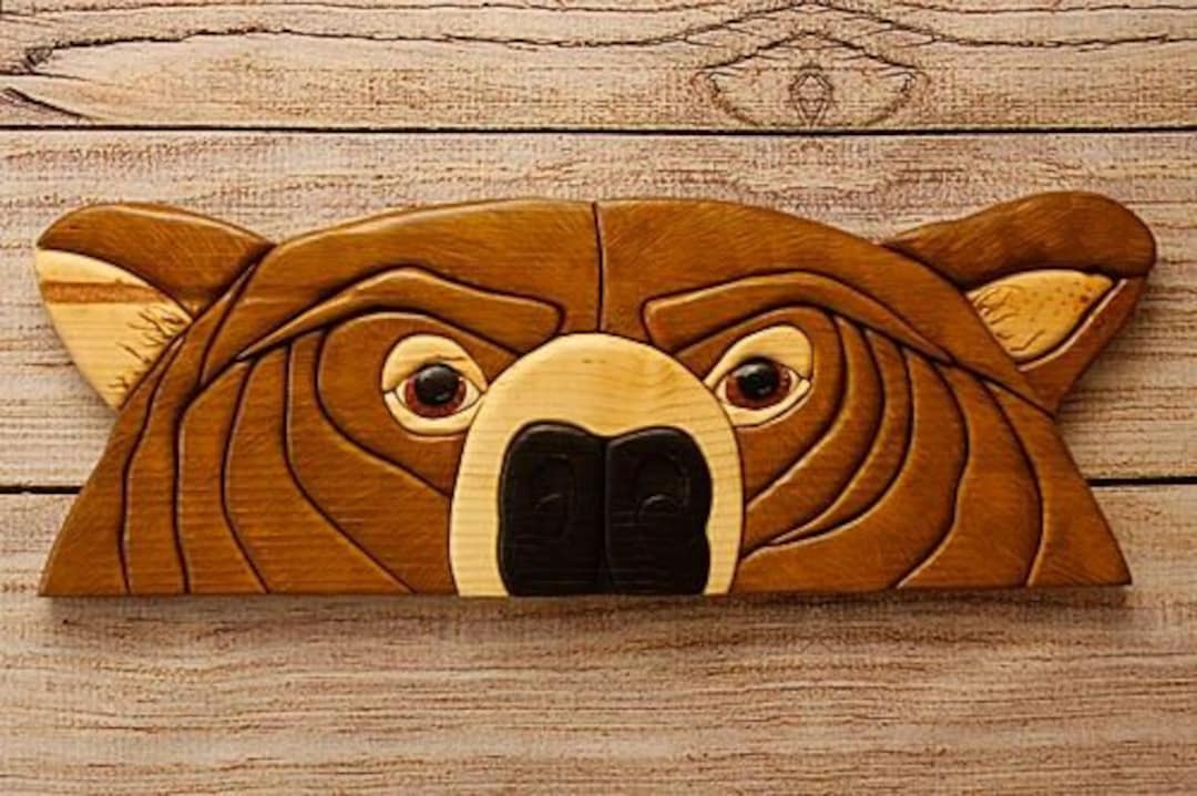Bear Intarsia Door Topper Intarsia Wood Art Wall Art - Etsy