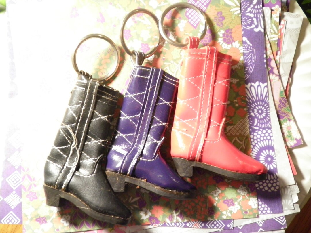 1 Assorted Cowboy Boot Keyring Please Specify Your Color - Etsy