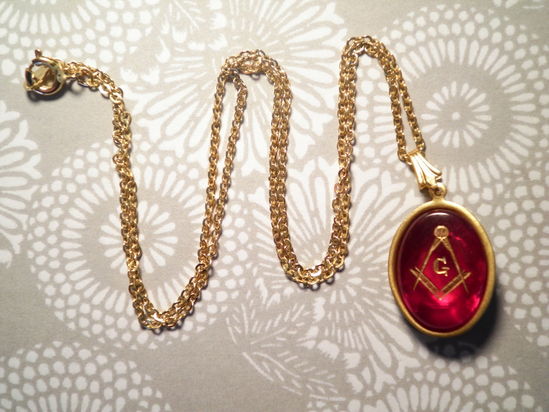1 Masonic Red Stone Pendant Necklace - Etsy