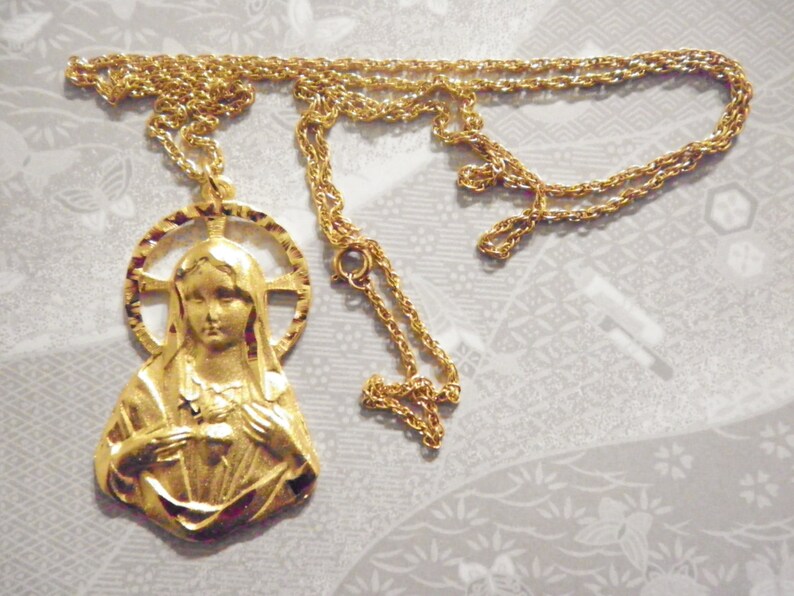 1 Goldplated Mother Mary Medallion on a 24 Goldplated - Etsy