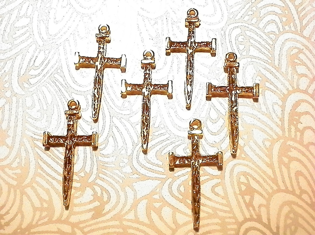 6 Goldplated 30mm Sword Crosses - Etsy