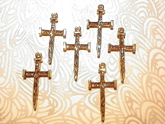 6 Goldplated 30mm Sword Crosses - Etsy