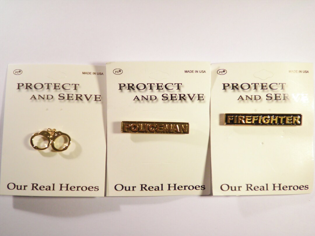 1 Set of Policeman Firefighter and Handcuff Pins - Etsy UK
