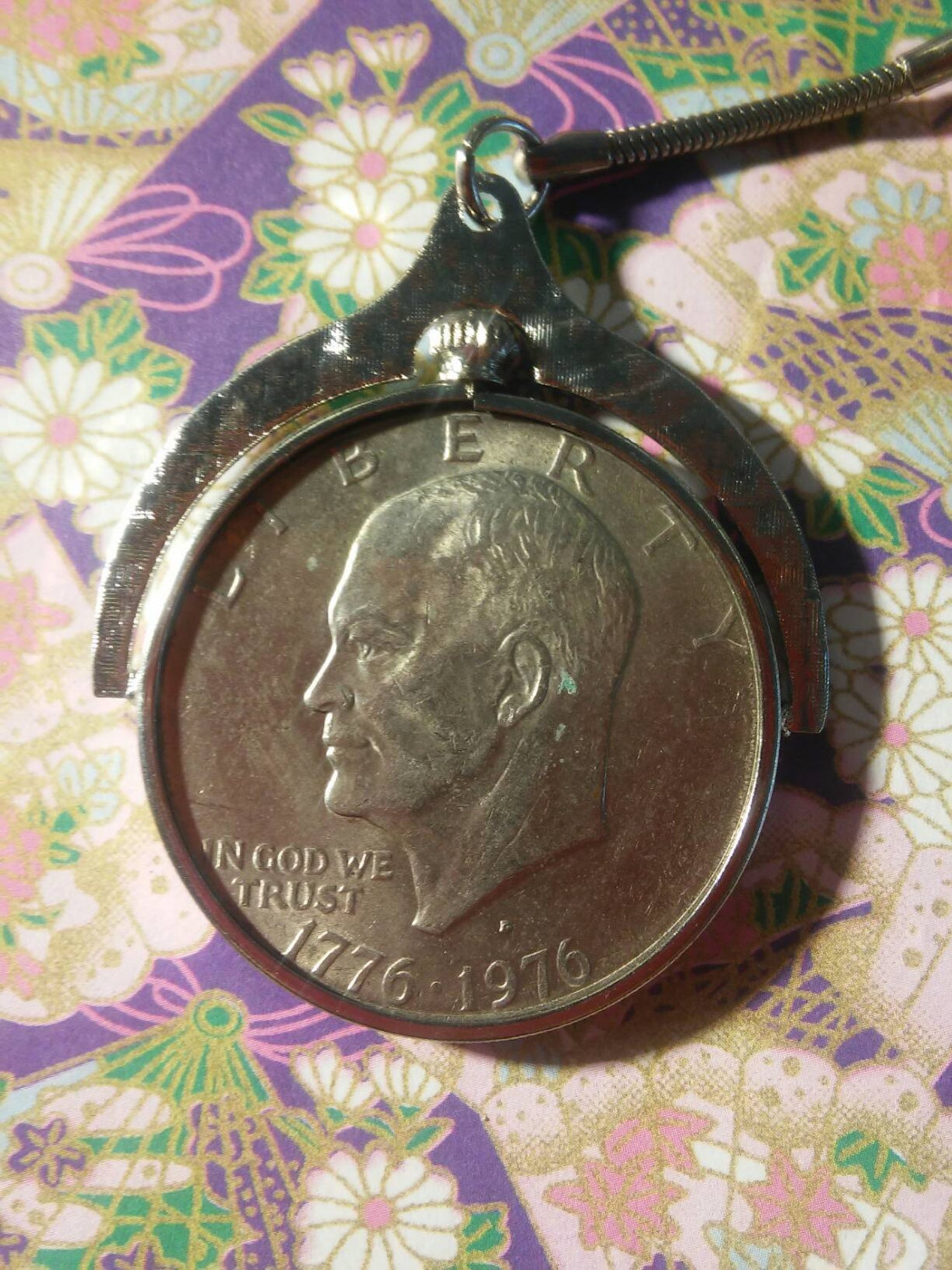 1 Silverplated Eisenhower Dollar Spinning Coin Key Chain Key | Etsy