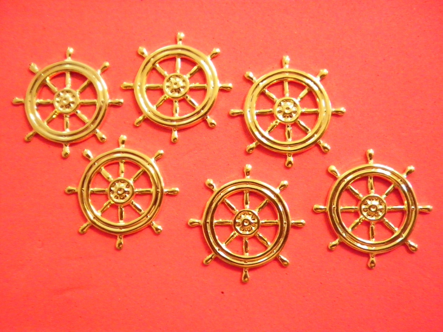6 Vintage Goldplated 25mm Ships Wheels - Etsy