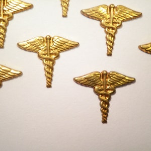 10 Vintage Brass 17mm Medical Caduceus Badges - Etsy