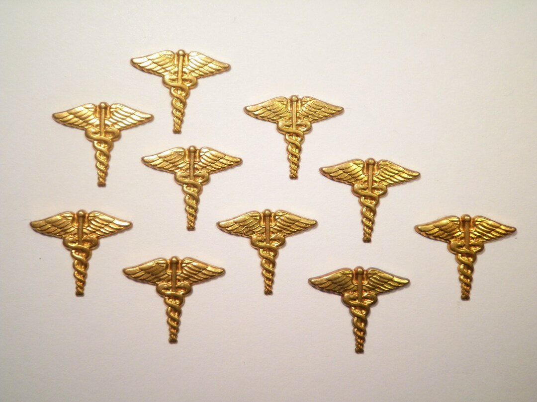 10 Vintage Brass 17mm Medical Caduceus Badges - Etsy