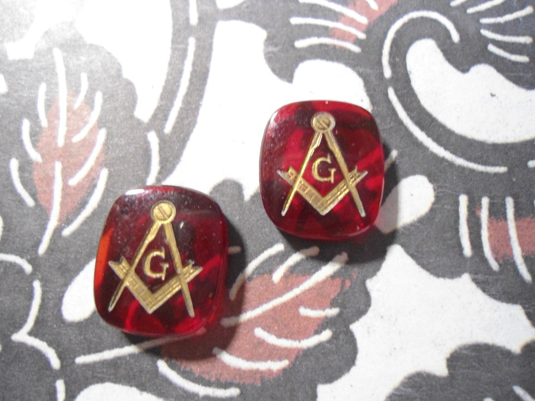 2 Ruby Red Masonic Stones Mason Stones 14x12mm Vintage West German ...
