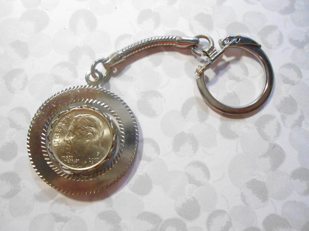 1 Silverplated Spinning Dime Keychain Keyring - Etsy