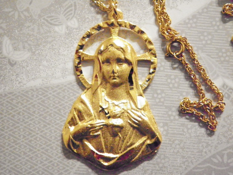 1 Goldplated Mother Mary Medallion on a 24 Goldplated - Etsy
