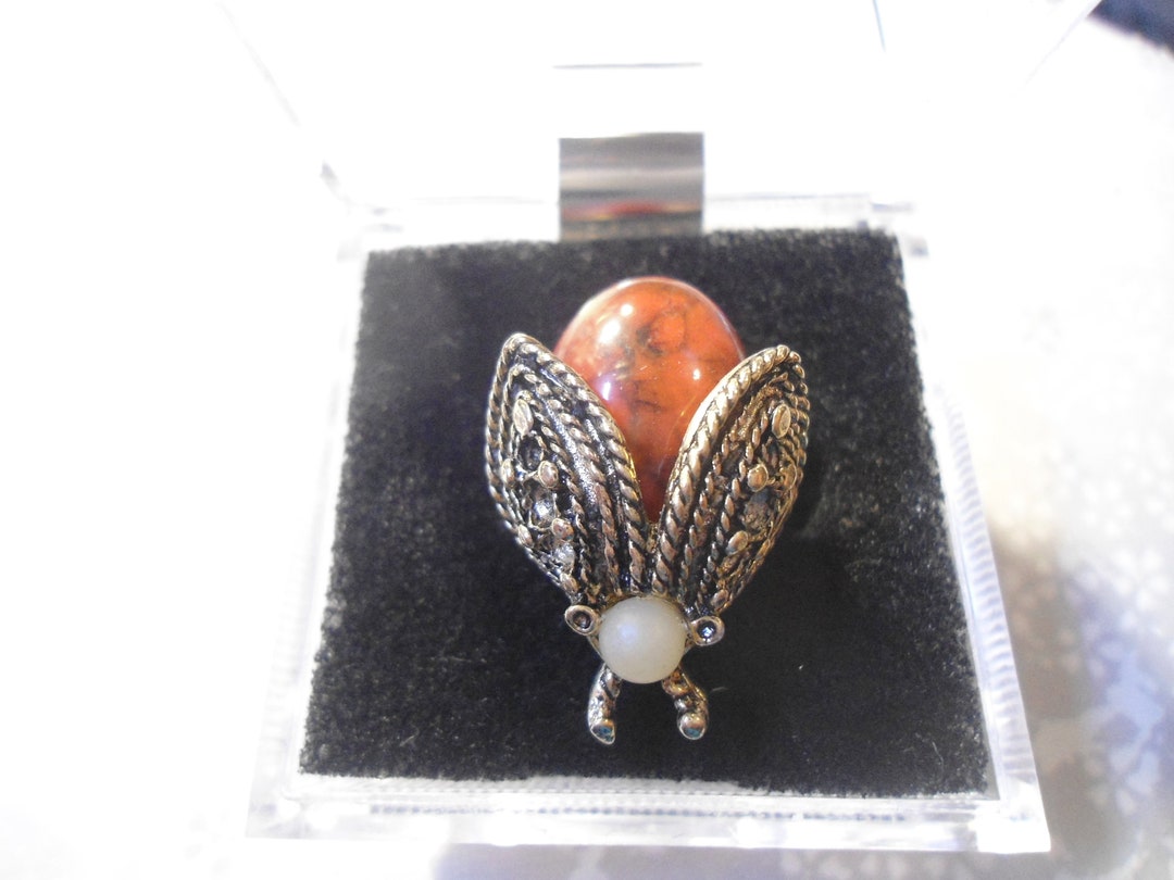1 Vintage Antique Brass Ladybug Adjustable Goldplated Ring - Etsy