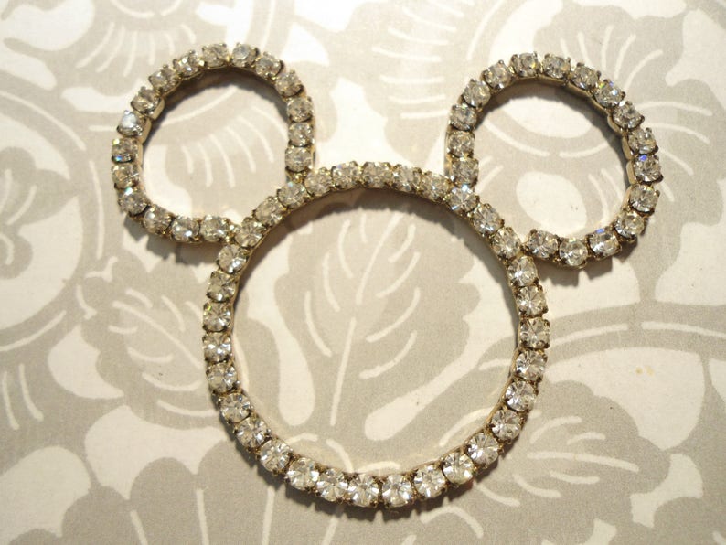 1 Disney Silverplated Rhinestone Studded Mickey Mouse Pendant - Etsy