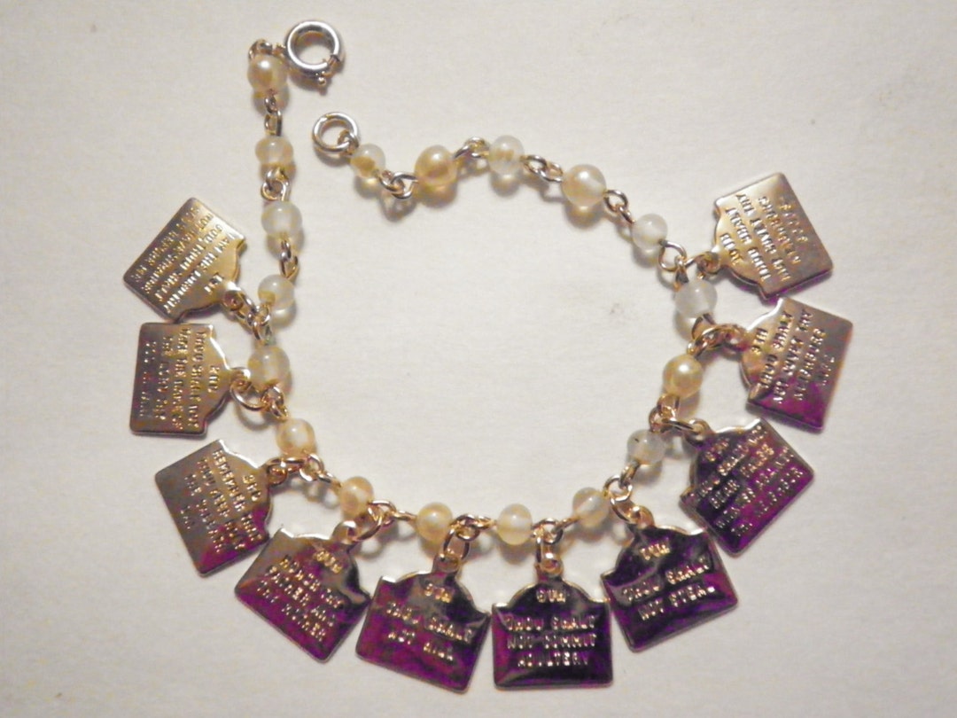1 Vintage Silverplated Ten Commandment Children's Bracelet - Etsy