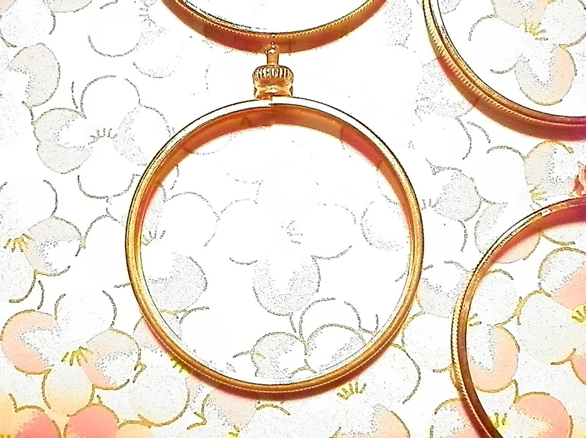 2 Goldplated 40mm Coin Bezel Coin Holder - Etsy