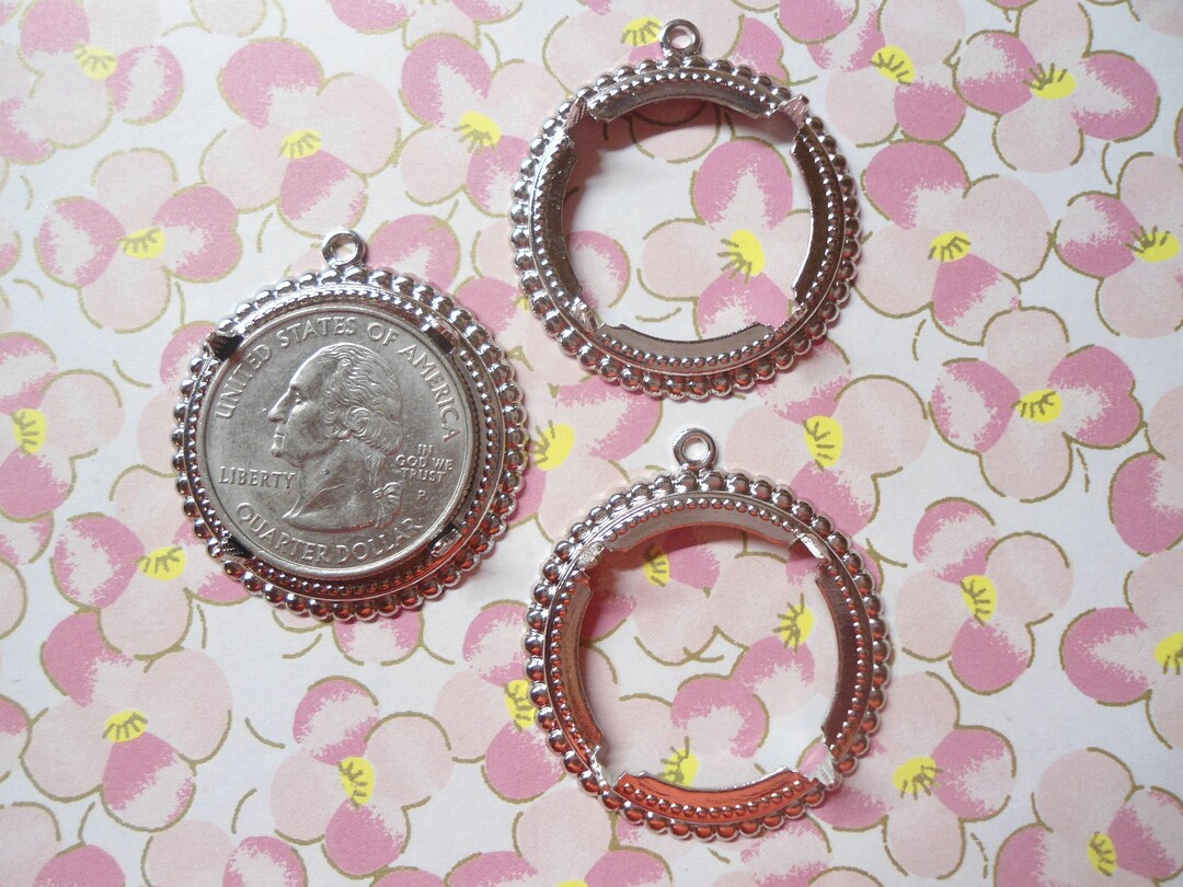 4 Quarter Holders 25mm U.S. Quarter Pendants Canadian Quarter With Loop ...