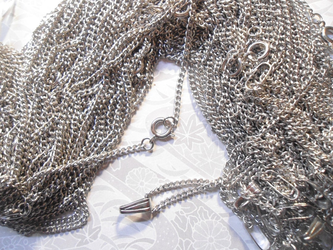 4 Silverplated 24 Curb Chains With Bail - Etsy Australia