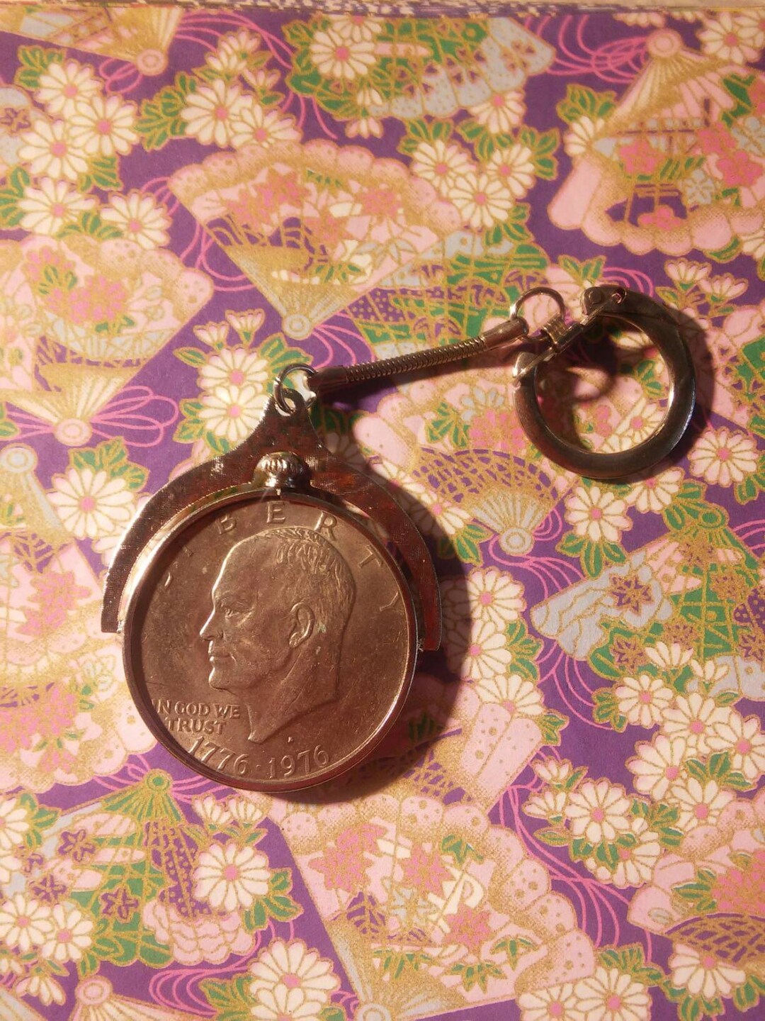 1 Silverplated Eisenhower Dollar Spinning Coin Key Chain Key Ring - Etsy