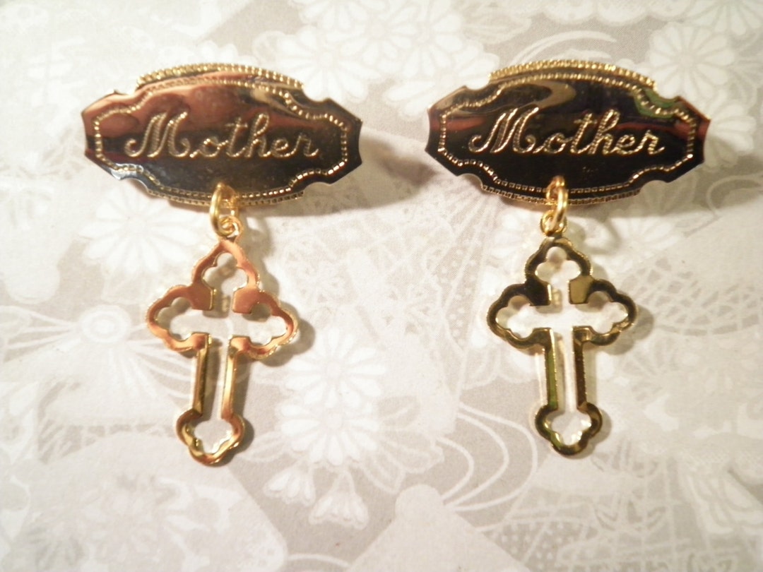 2 Goldplated Mother Pins With Cross - Etsy
