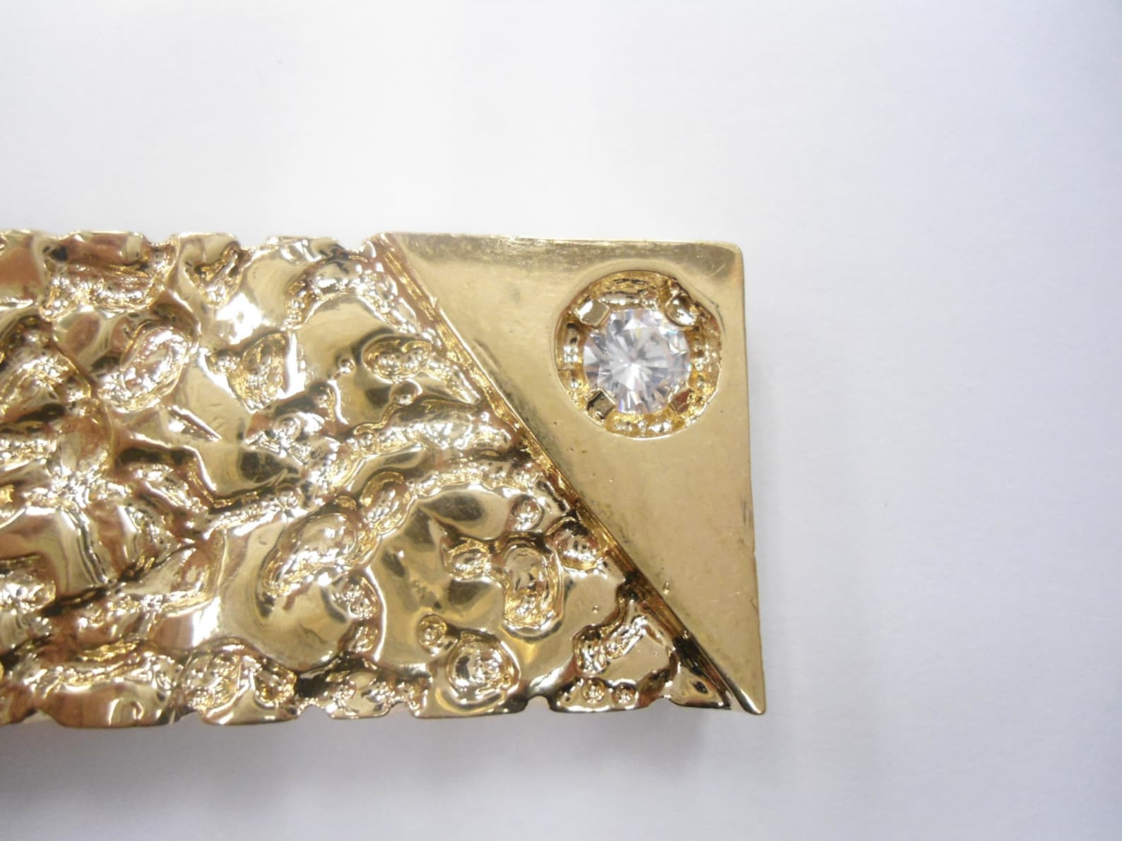 1 Heavy Goldplated "gold Rush" Gold Nugget Money Clip With Cubic ...