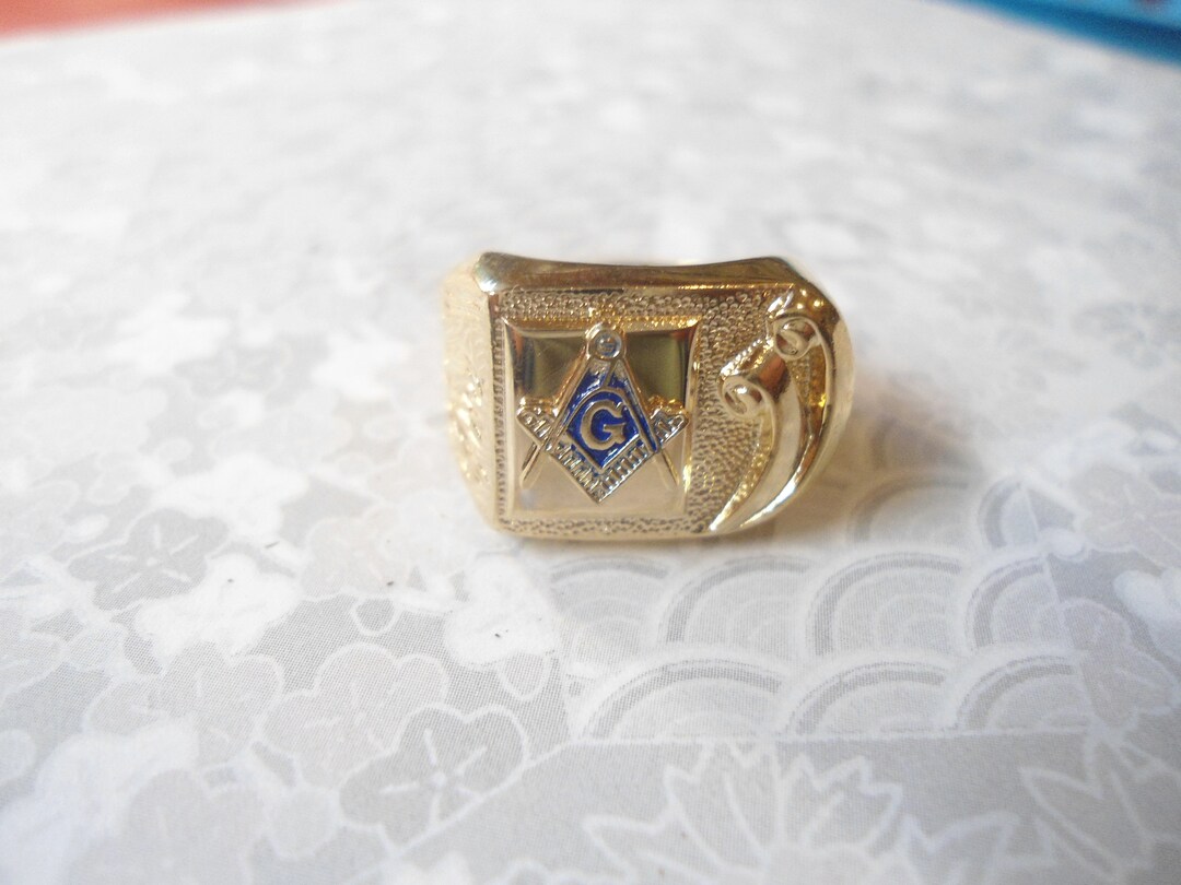1 Blue Masonic Ring 18k Goldplated Size 6-7-8 and 9 Please Specify Your ...