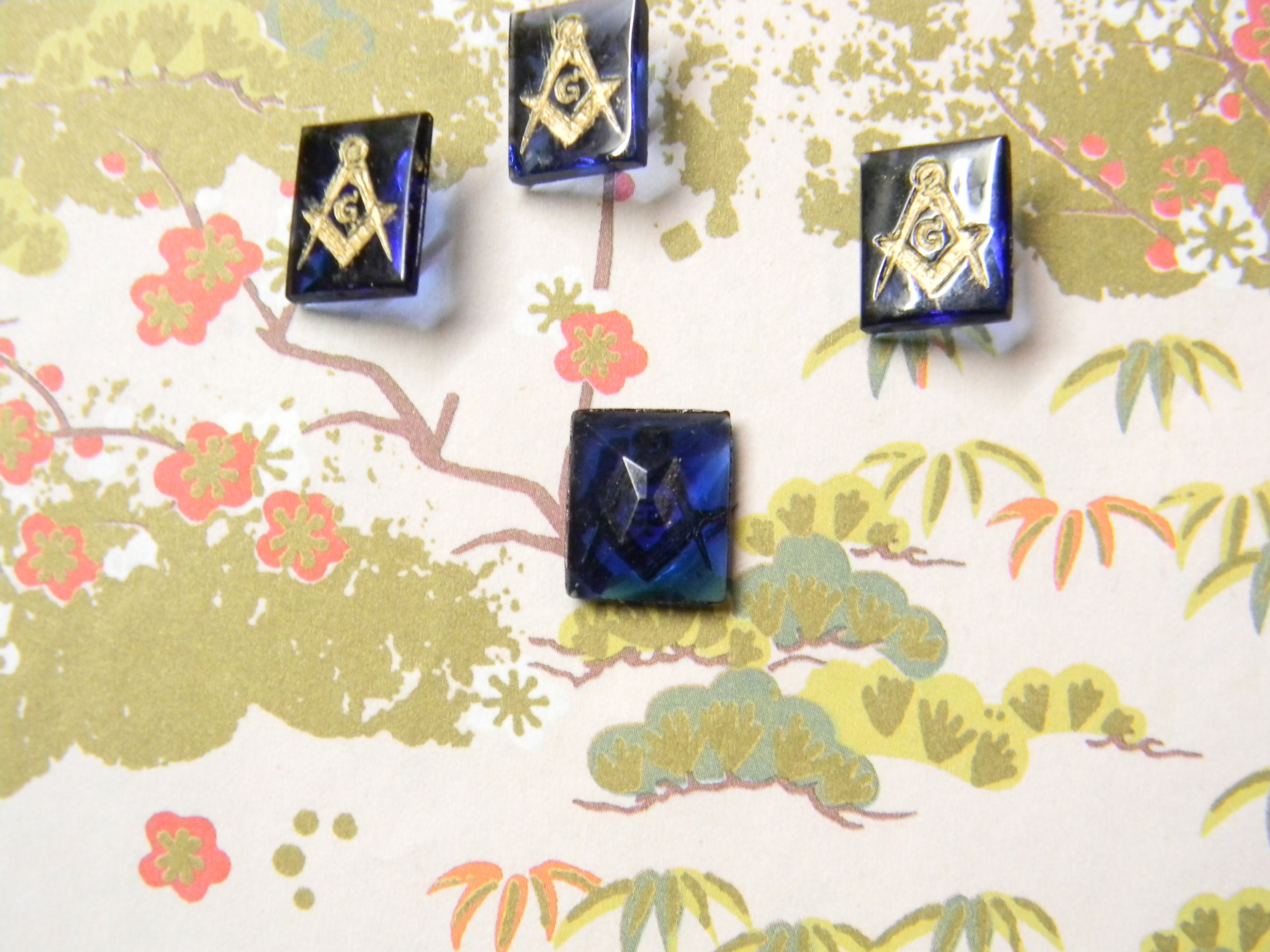 4 Masonic West German Glass 12x10mm Sapphire Blue Faceted | Etsy