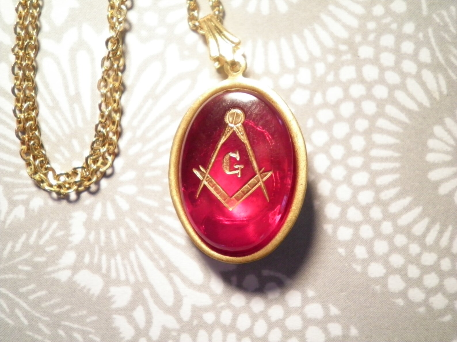 1 Masonic Red Stone Pendant Necklace - Etsy
