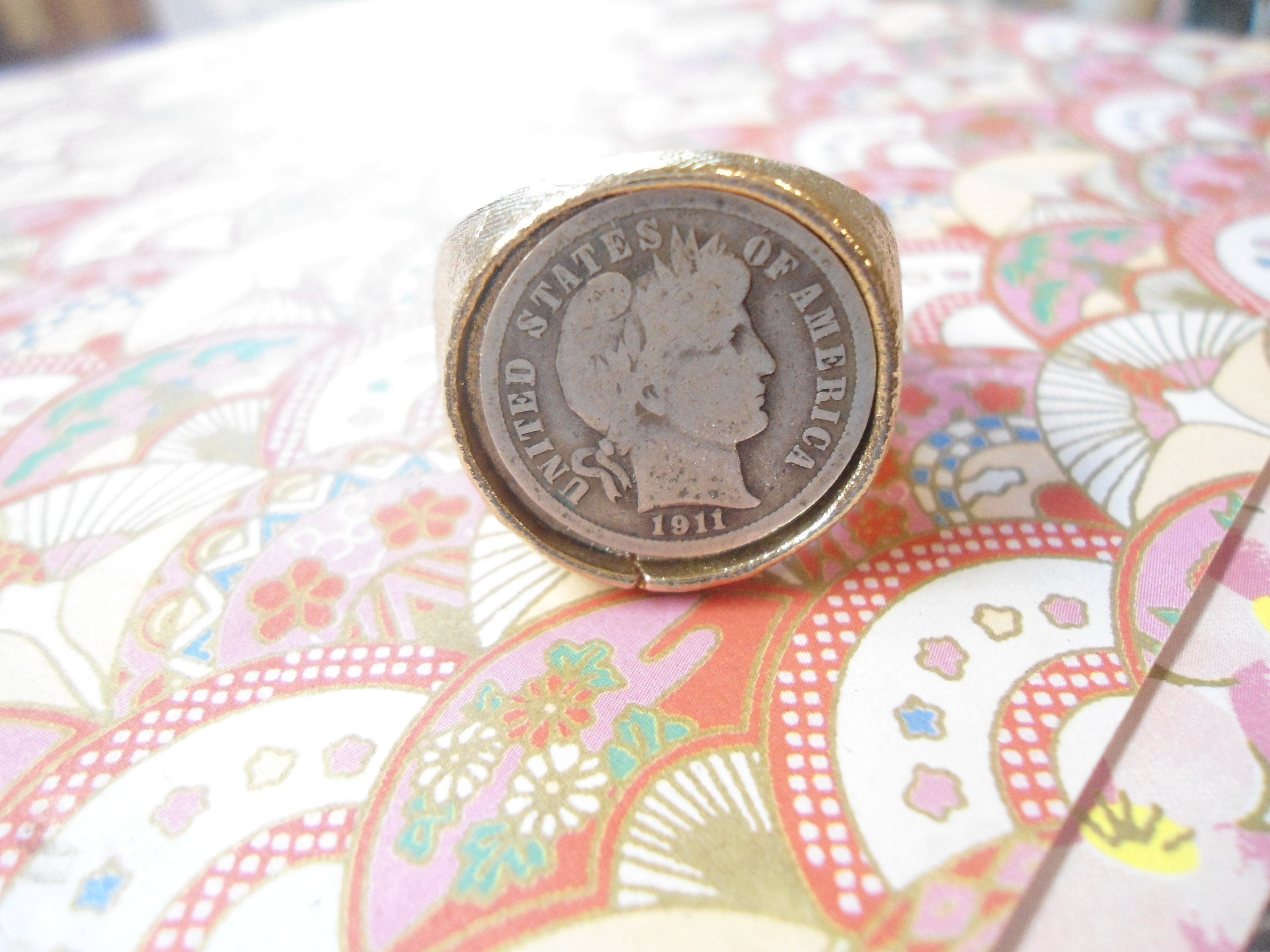 1 Goldplated Barber Dime Ring - Etsy UK