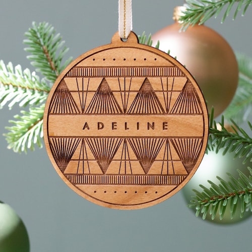 Art Deco Round Wood Ornament personalized Gift Retro Vintage - Etsy