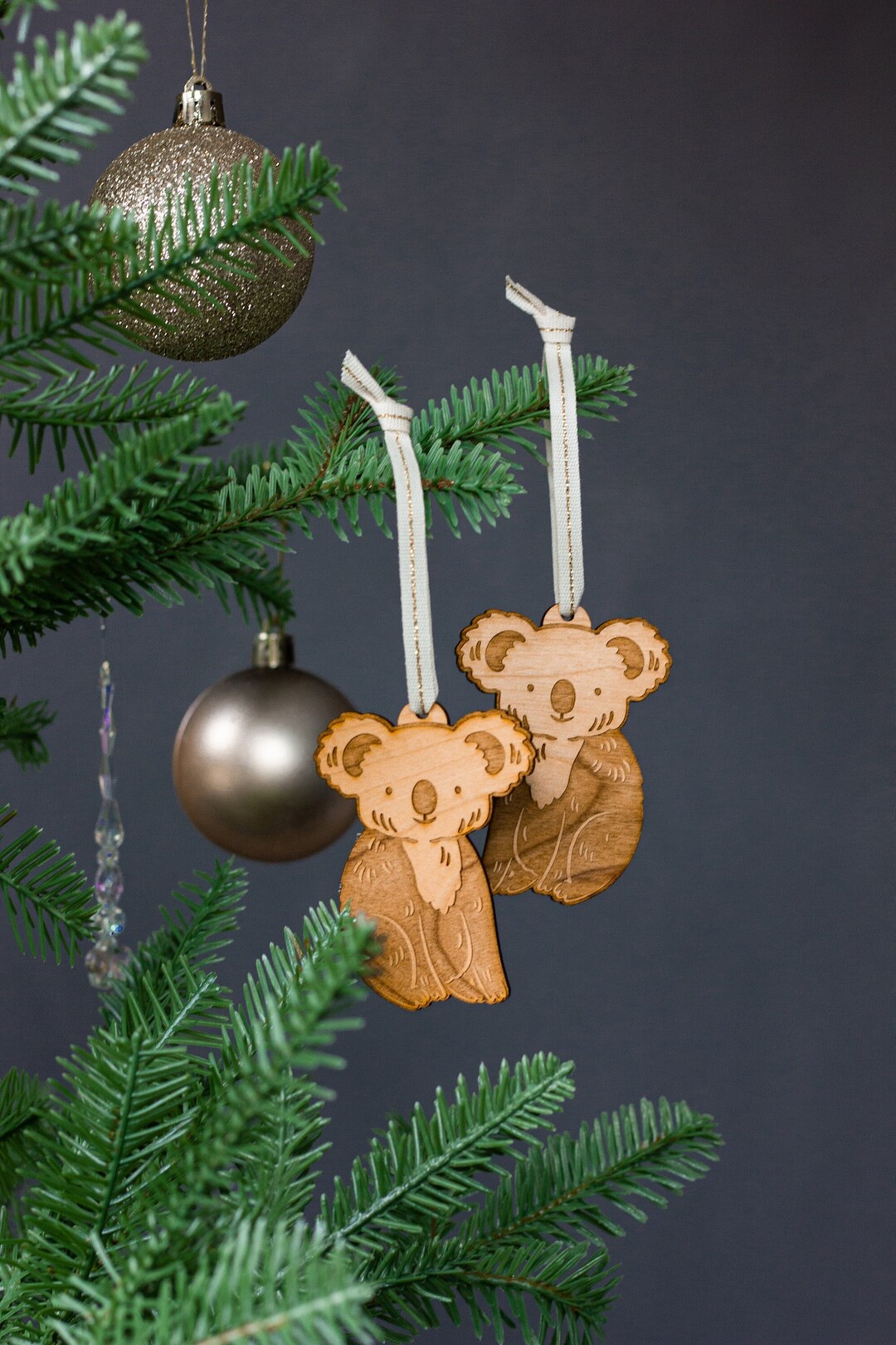 Wooden Koala Ornament (set of Two) [couple Ornament, Love Ornament ...