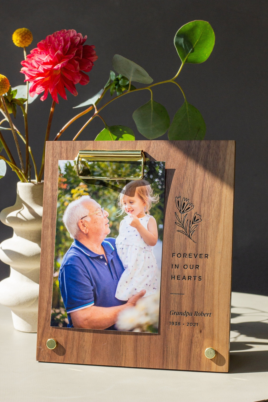Forever in Our Hearts Memorial Personalized Wood Frame [custom Engraved ...
