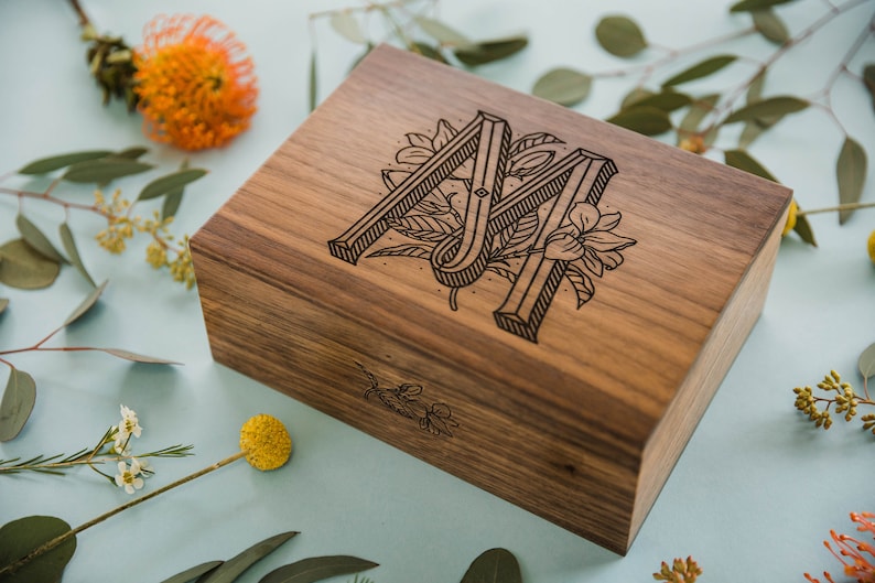 Floral Letter Wood Box newborn Baby Gift Personalized - Etsy UK