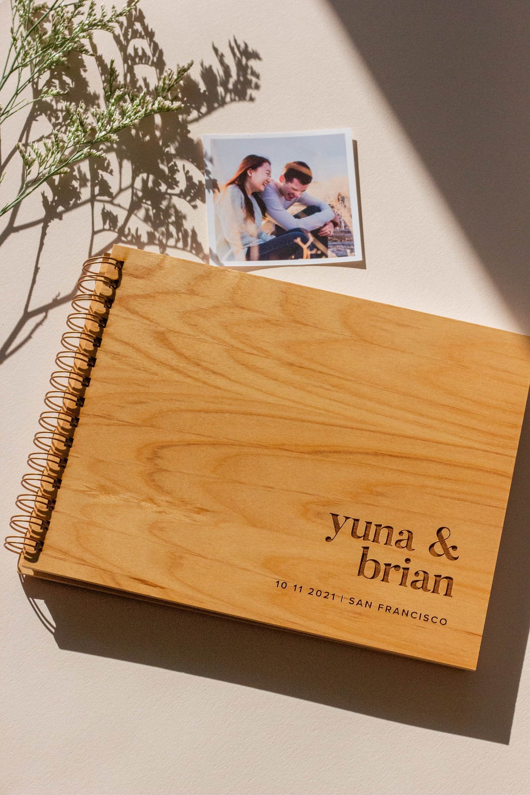Love Story Personalized Wood Wedding Guest Book [engraved Photo Album ...