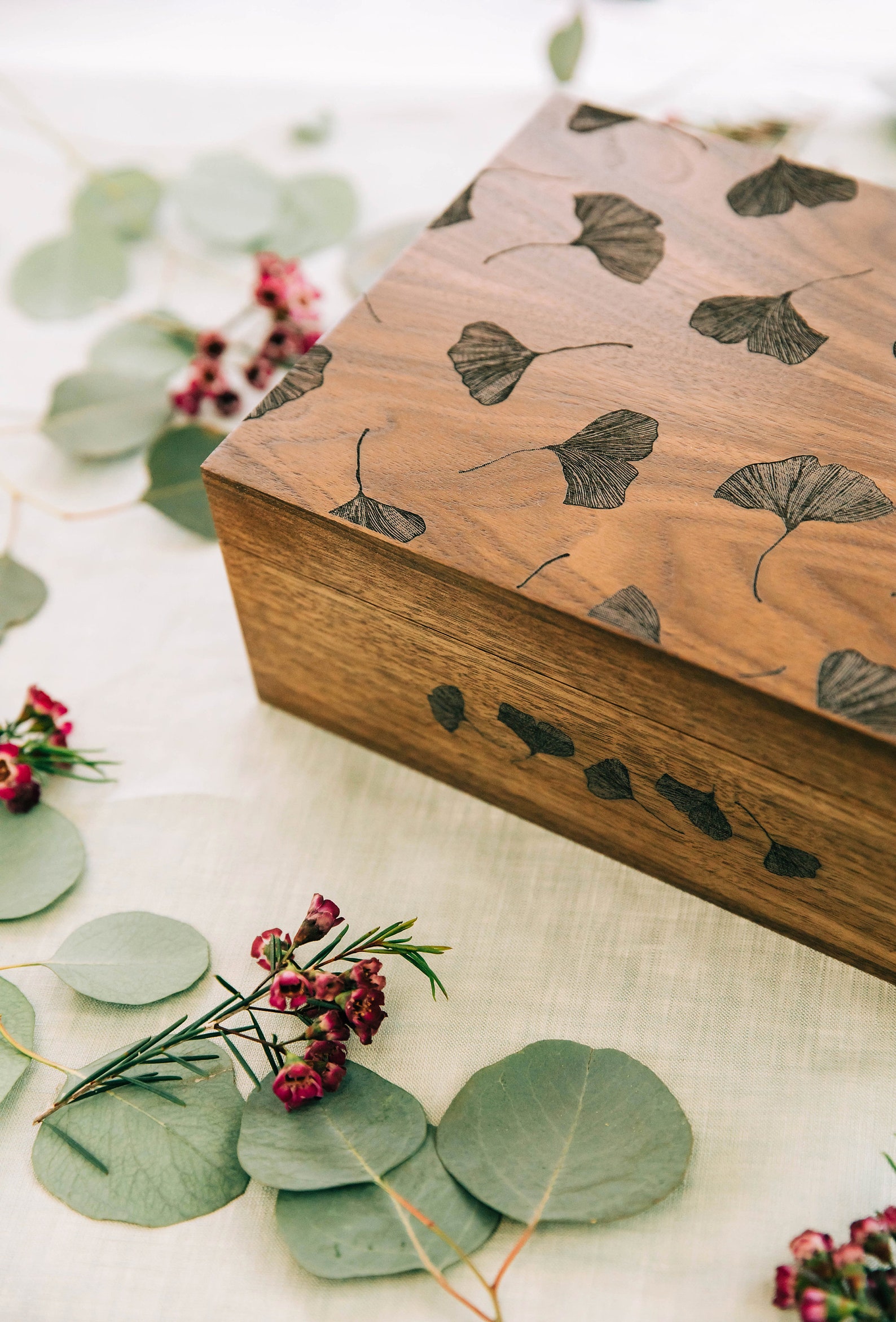 Ginkgo Leaves Wood Box [wood Anniversary Gift, Personalized Gift ...
