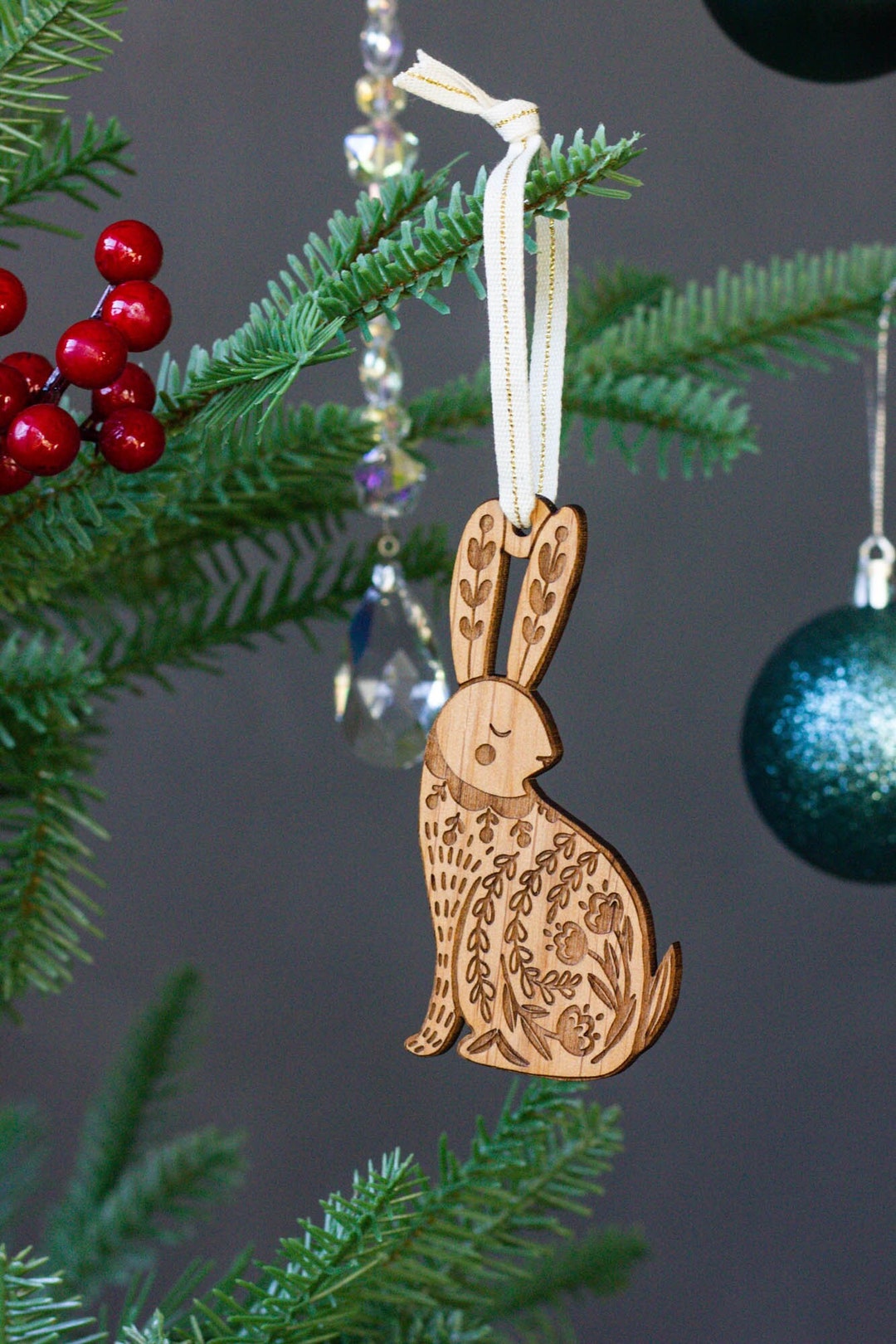 Wooden Rabbit Ornament [folk Art Decor, Scandinavian Christmas ...