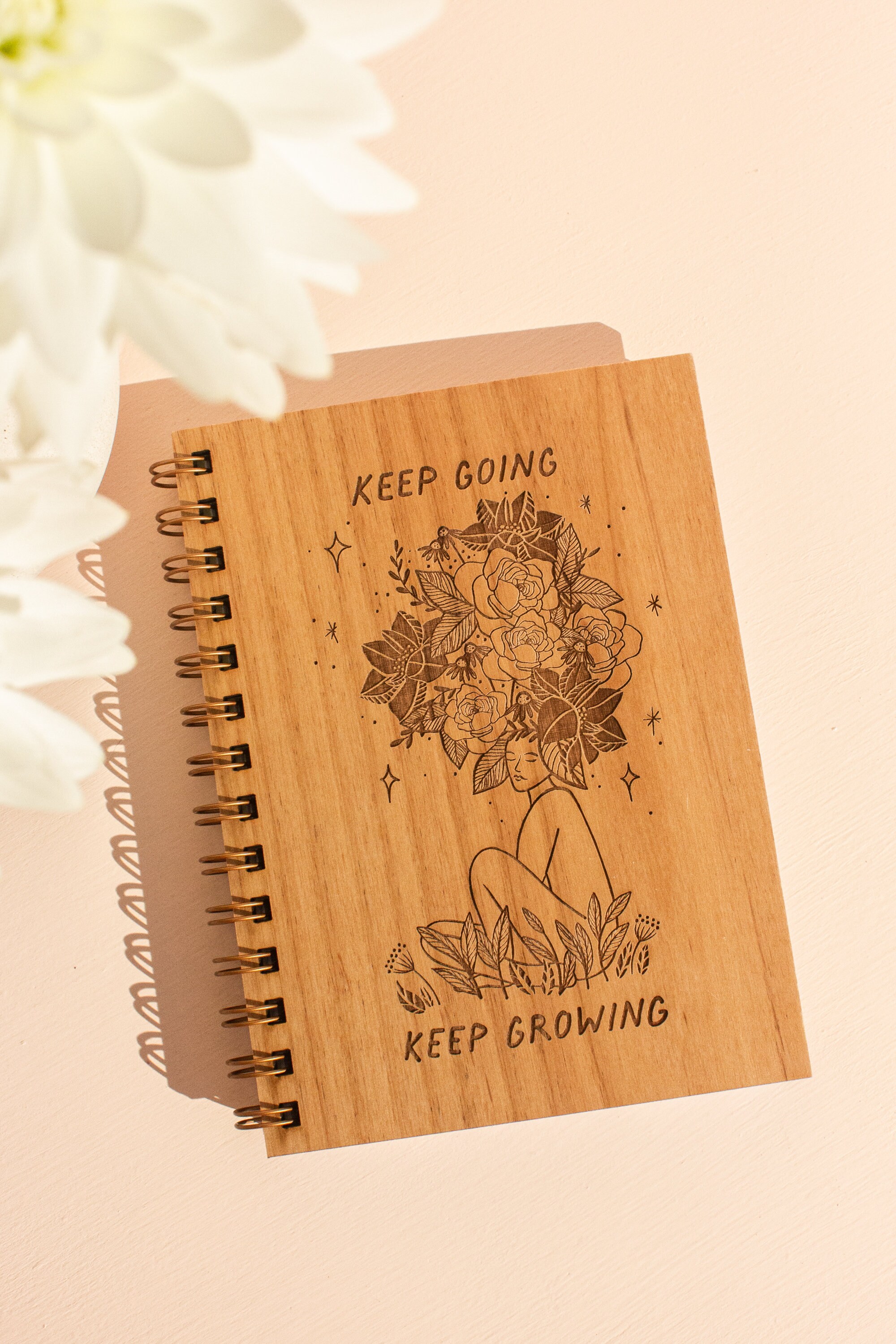 Keep Going Keep Growing Wood Journal Notebook Sketchbook | Etsy