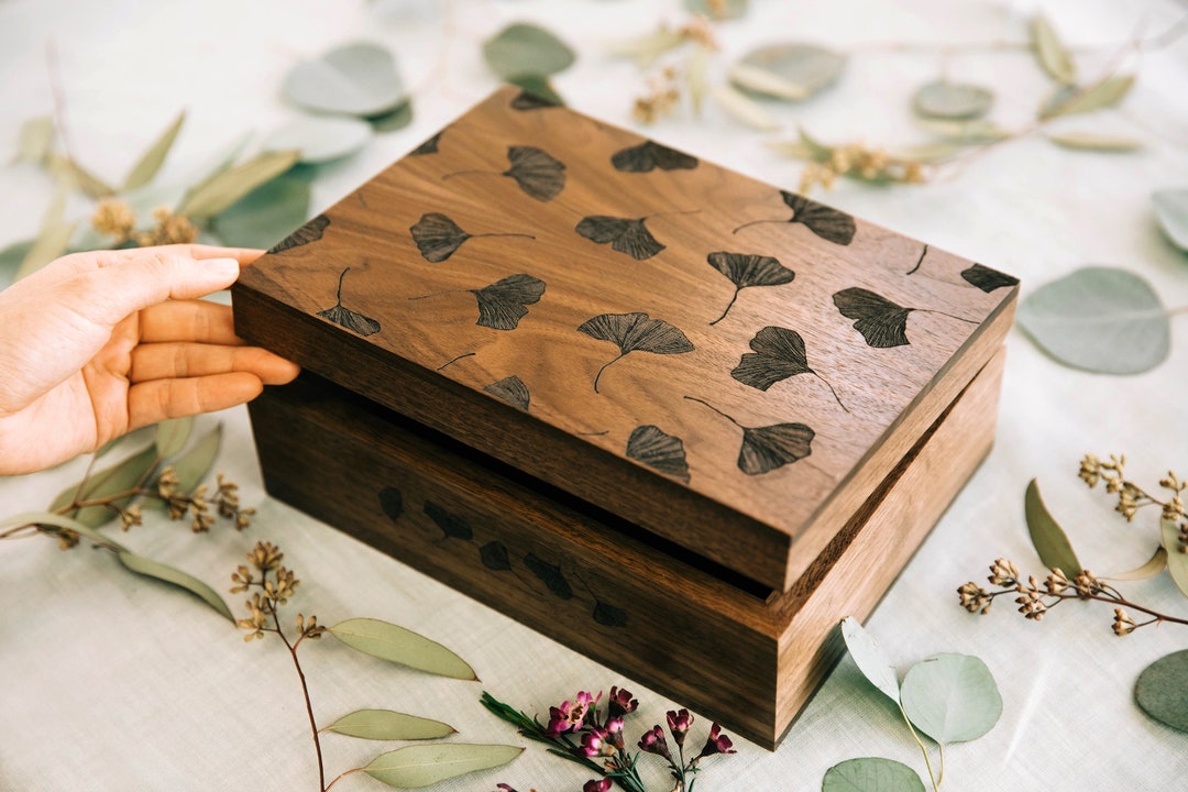 Ginkgo Leaves Wood Box [wood Anniversary Gift, Personalized Gift ...
