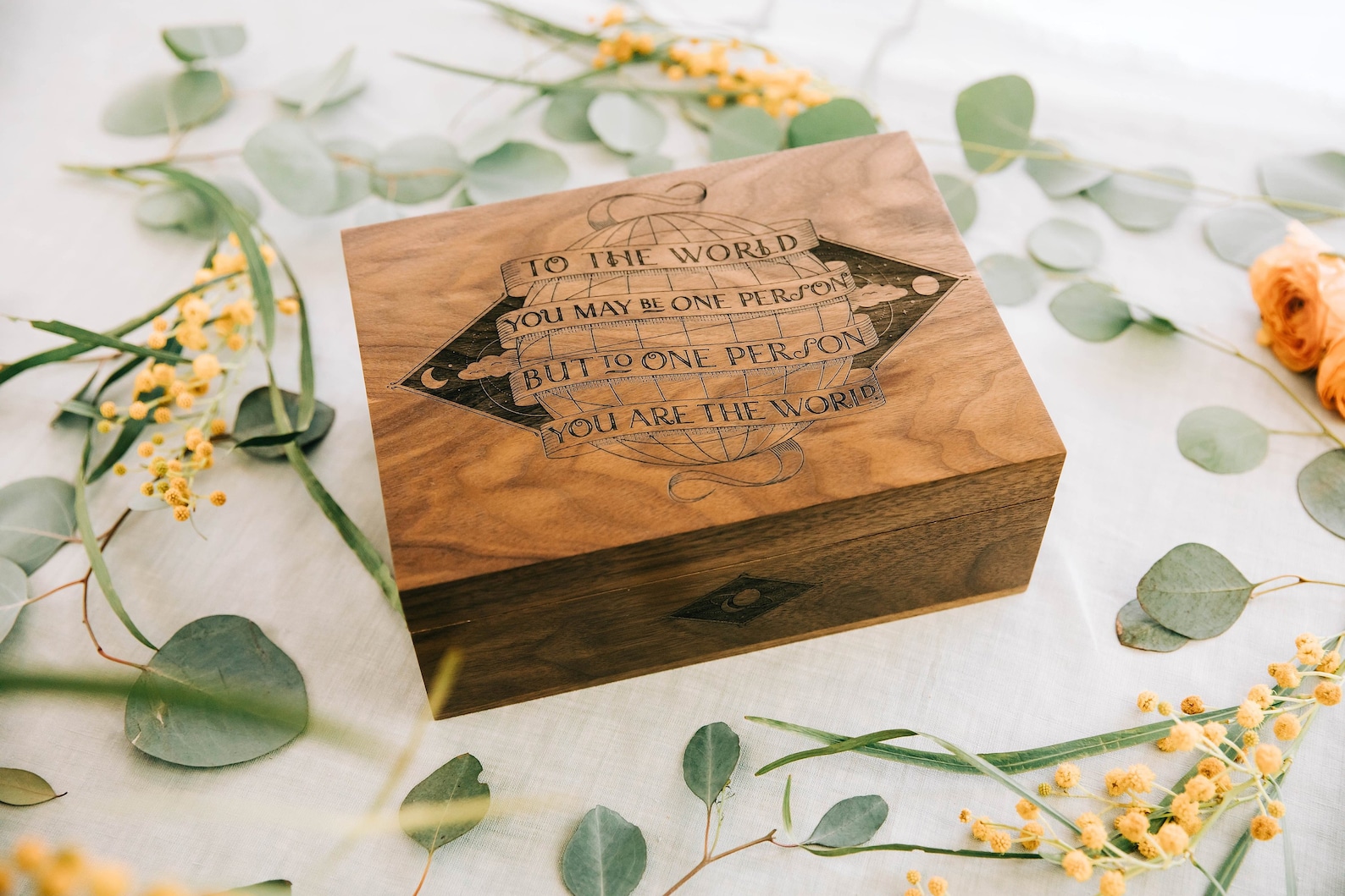 You Are the World Wood Keepsake Box [fifth Anniversary Gift, Engagement ...