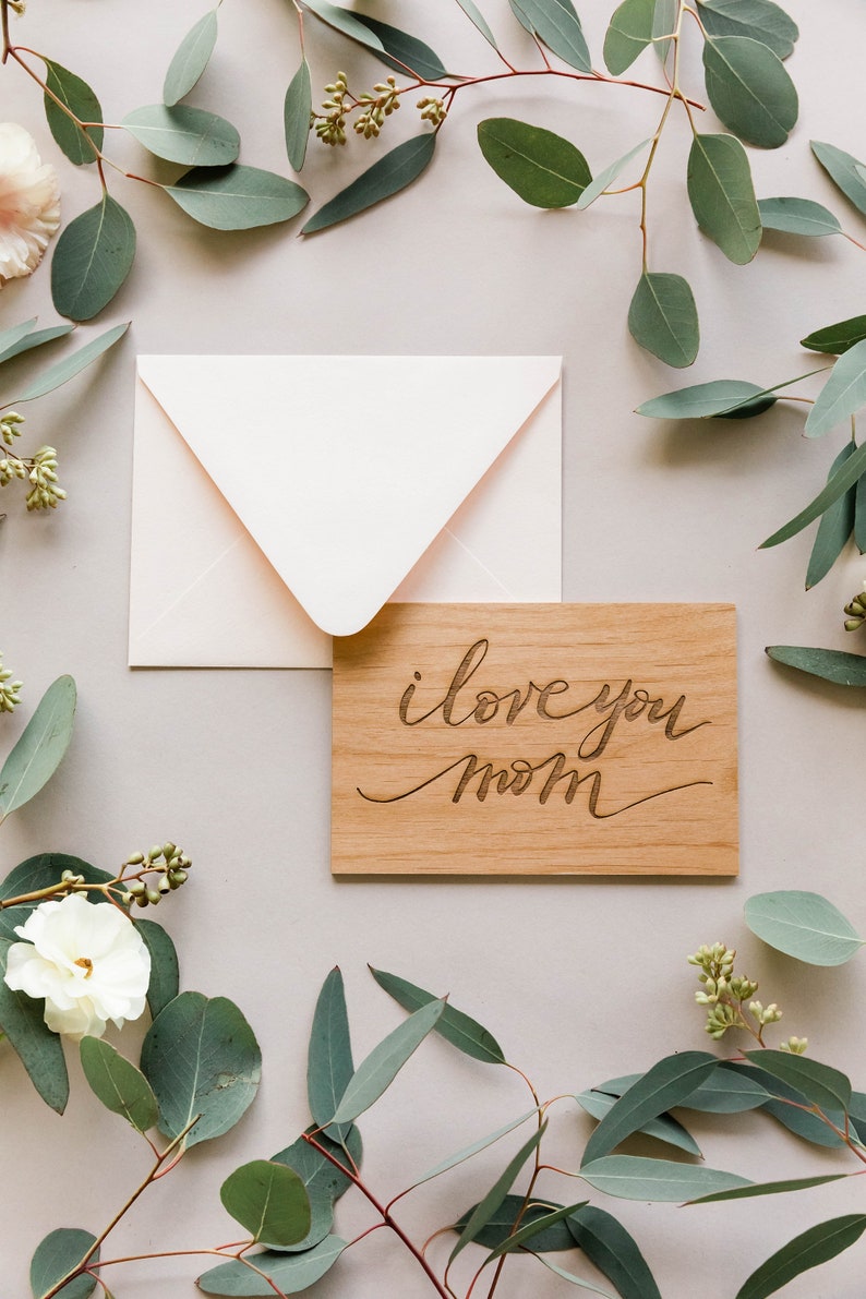 I Love You Mom Cursive Wood Mother s Day Card Etsy I Love You Mom Cursive Wood Mother s Day Card Etsy