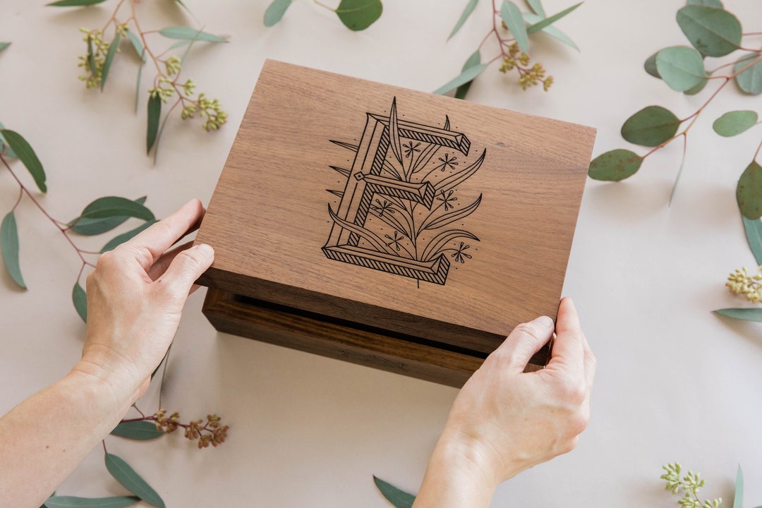 Floral Letter Wood Box [newborn Baby Gift, Personalized Wedding Gift ...