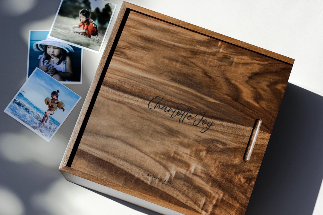 Modern Hand Lettering Large Wood Personalized Keepsake Box [newborn ...