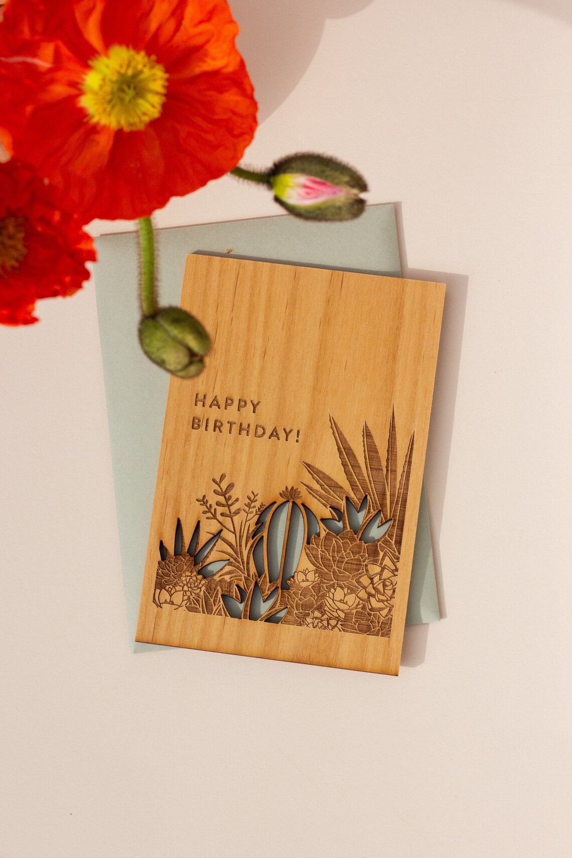 Desert Garden Wooden Birthday Card [personalized Birthday Card, Custom ...