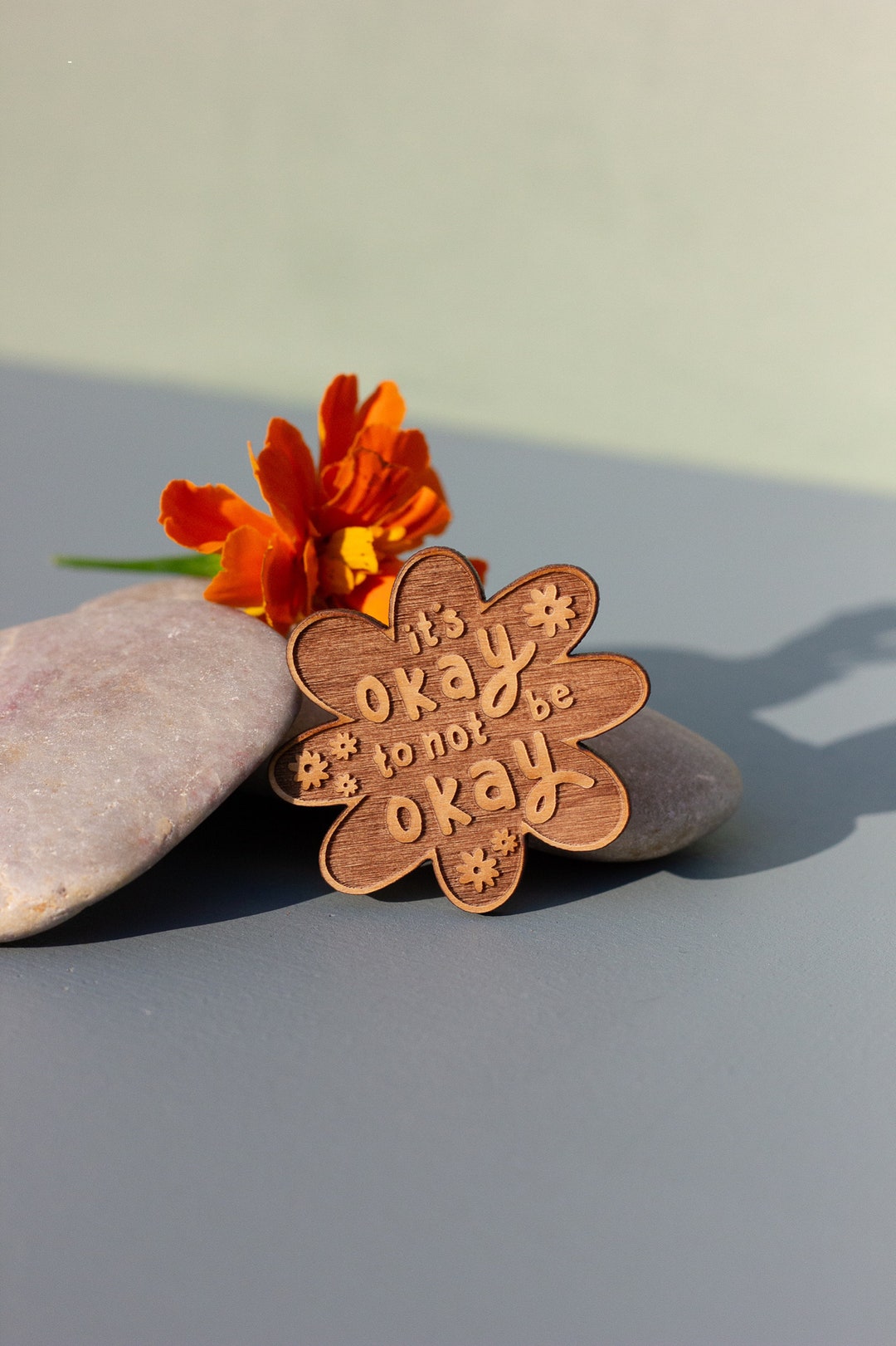 It's Okay to Not Be Okay Wood Pin [gifts for All Occasions, Buttons ...