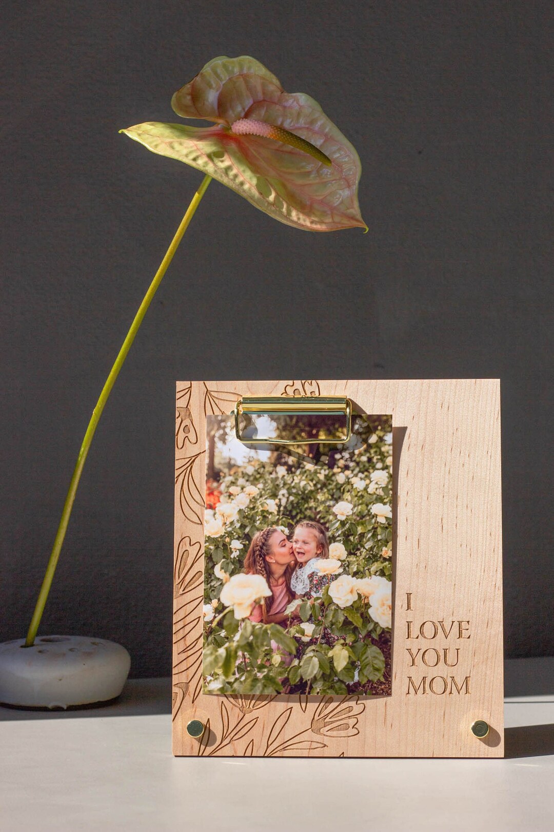 I Love You Mom Floral Wood Picture Frame [mother's Day Frame ...