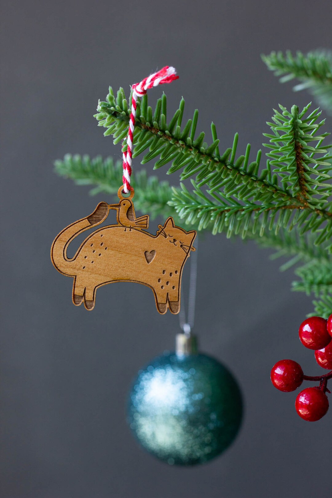 Bird Cat Mini Ornament [mini Cat Wooden Ornament, Cute Cats, Miniature ...