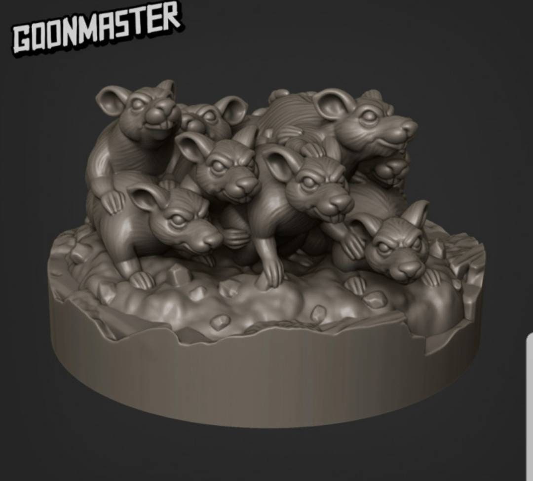Rat Swarm RPG Miniature Sculpted by Goonmaster Games 28-35 Mm Scale - Etsy